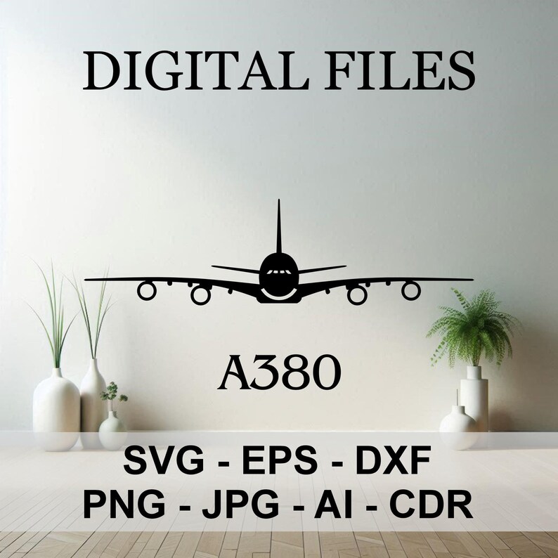 Airbus A380, Airplane, DXF, SVG, Ai, PNG, Cdr, Plane, Airplane, Digital ...