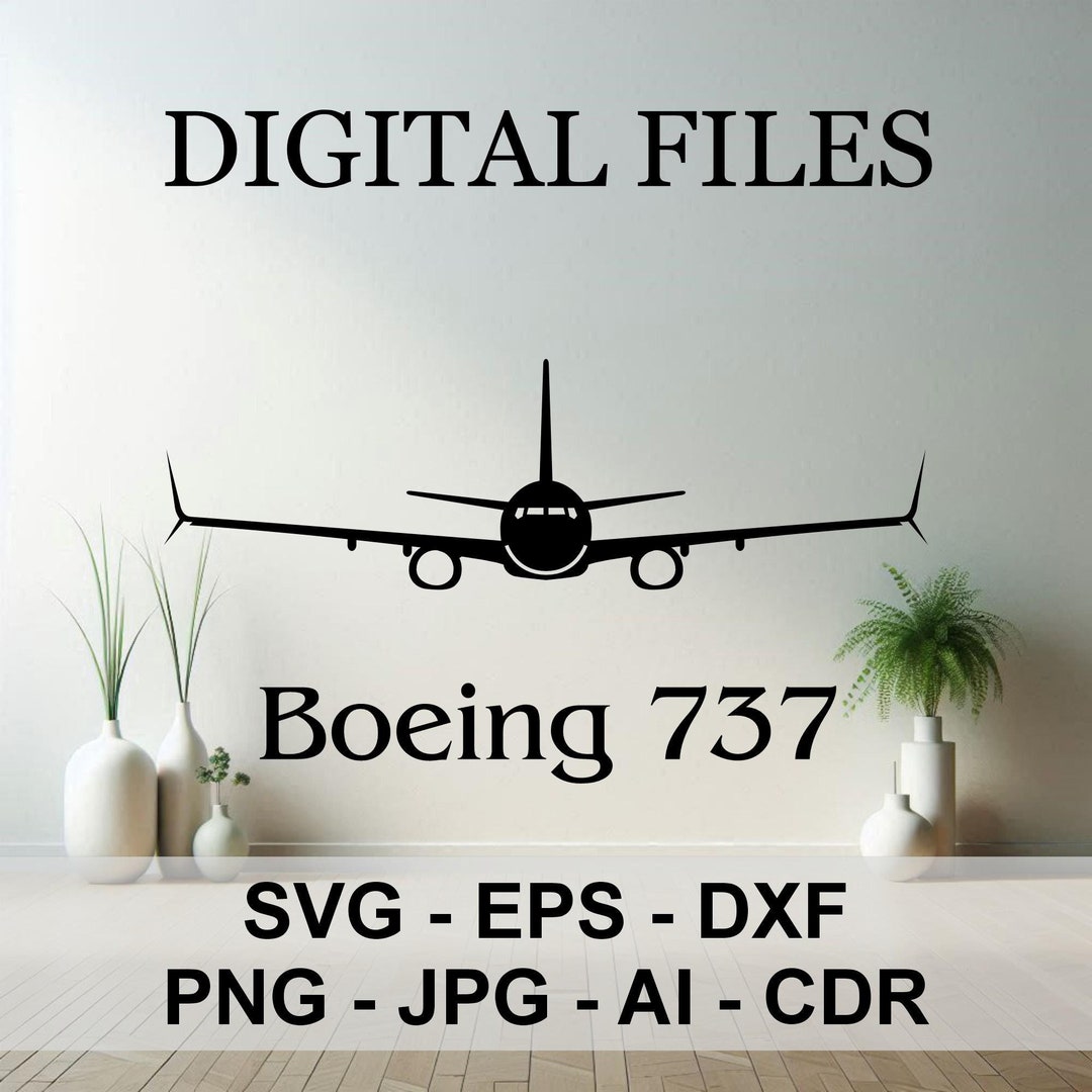 Boeing 737, Airplane, DXF, SVG, Ai, PNG, Cdr, Plane, Airplane, Digital ...