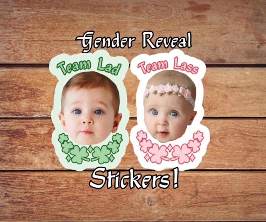 Team Lad Team Lass Gender Reveal Stickers Shamrocks St. Patricks Day ...