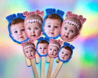 Team Pink Gender Reveal Cupcake Topper - Etsy