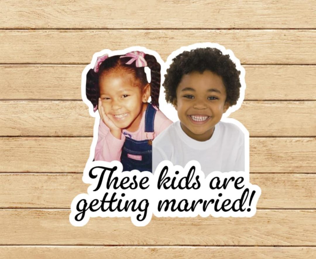 Custom Childhood Photo Wedding Stickers Funny Bride and Groom Reception ...