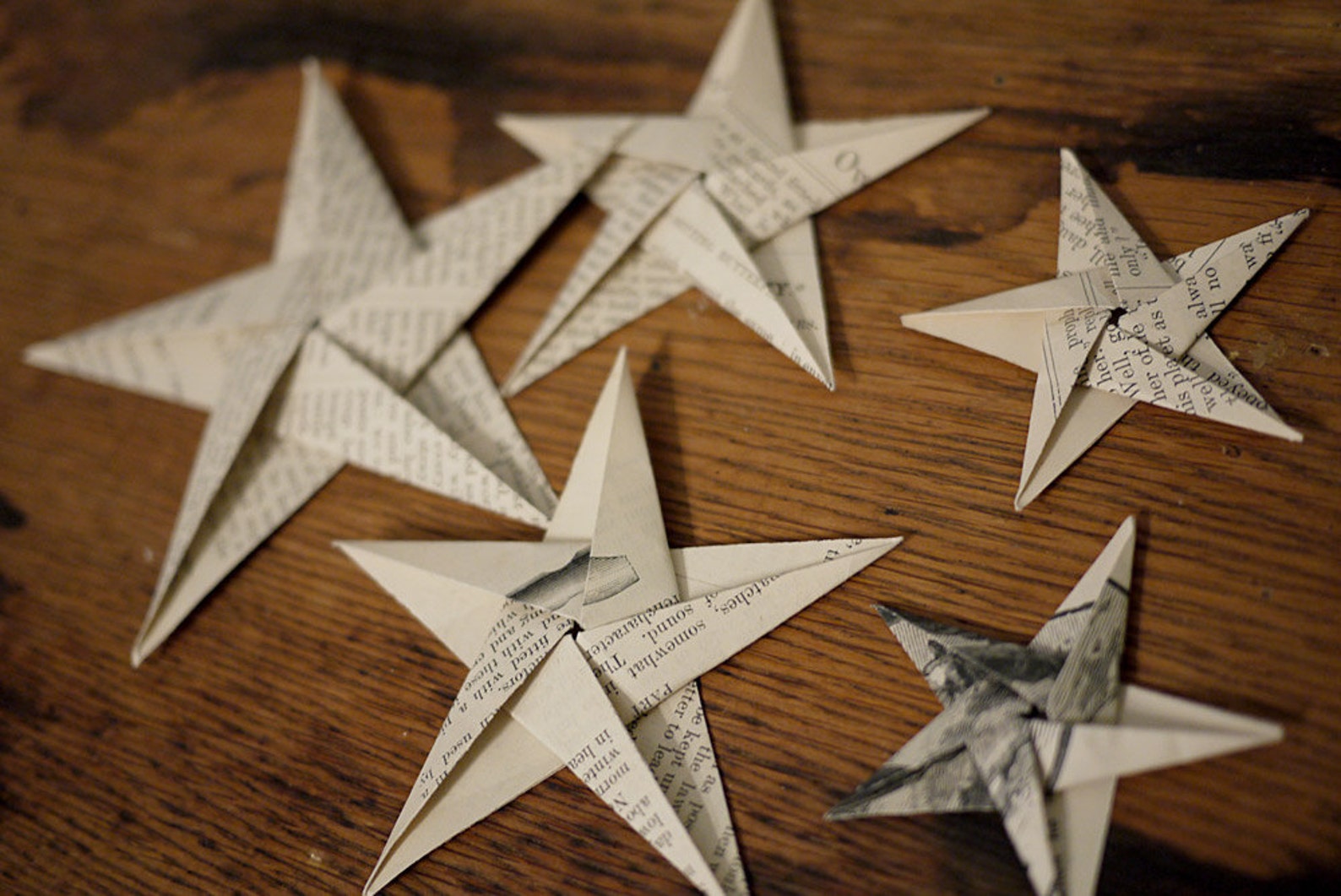 5 Paper Christmas Decorations. Hand-folded Origami Stars. Sustainable ...