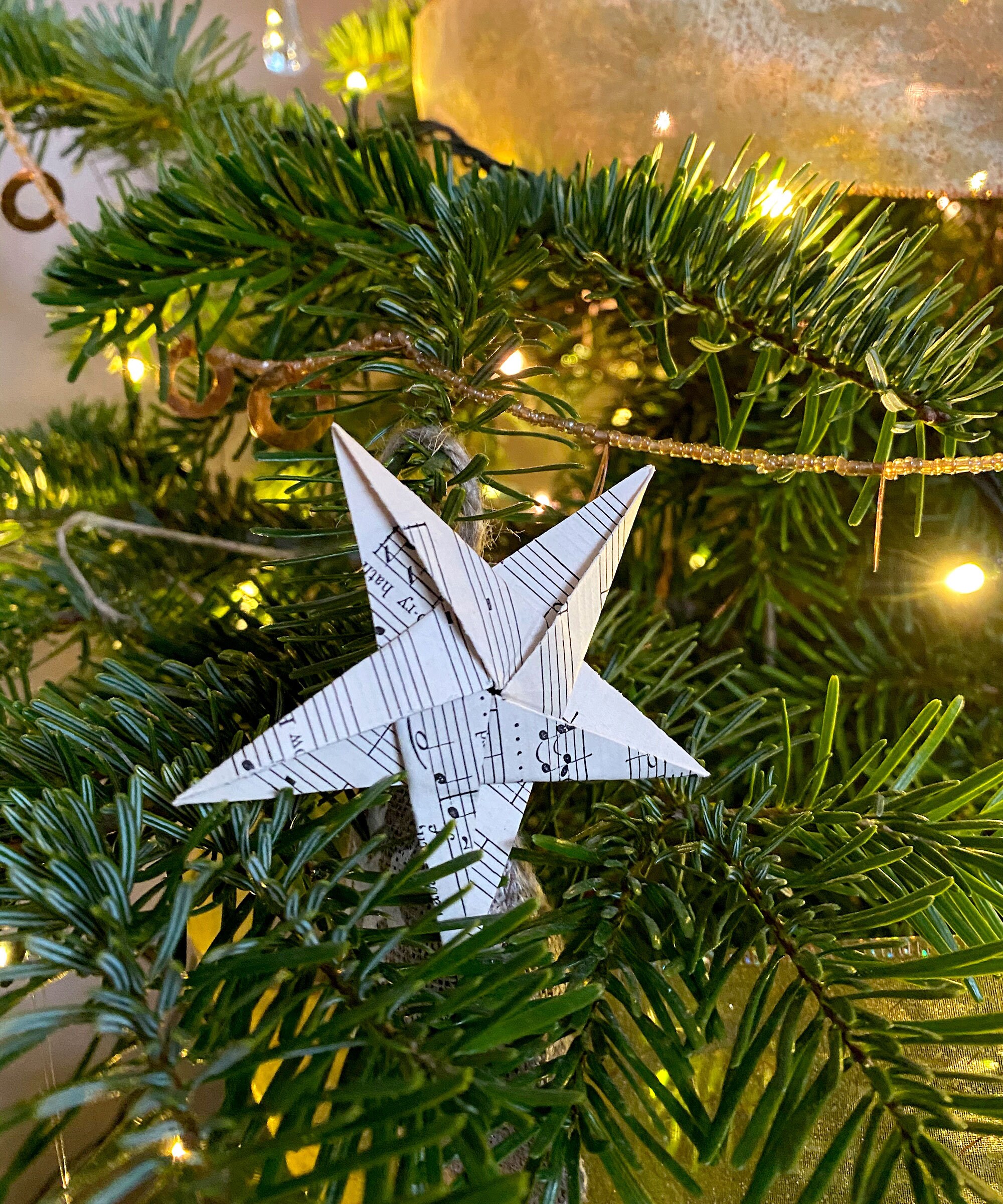 5 Paper Christmas Decorations. Hand-folded Origami Stars. Sustainable ...