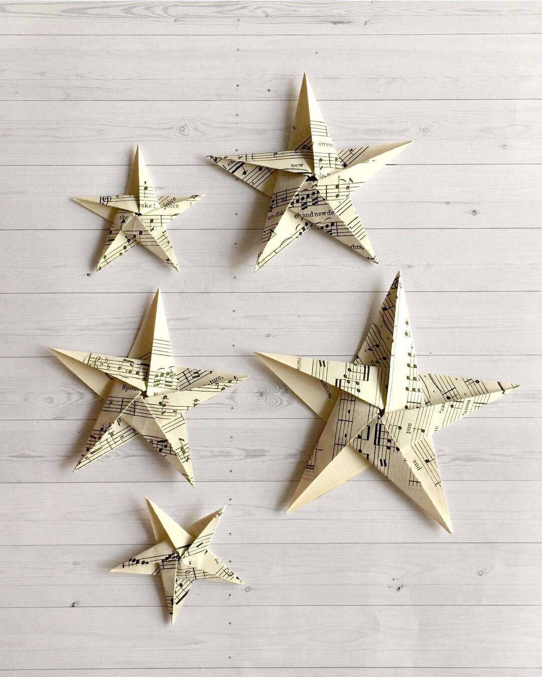 5 Paper Christmas Decorations. Hand-folded Origami Stars. Sustainable ...