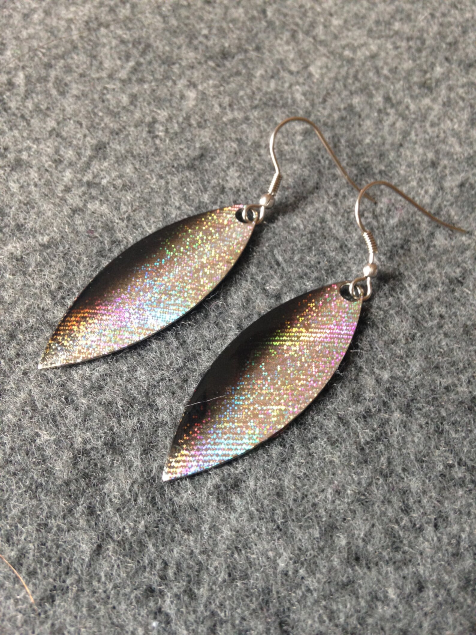 Fishing Lure Earrings- Gorgeous Holographic Black and Silver Sparkle ...