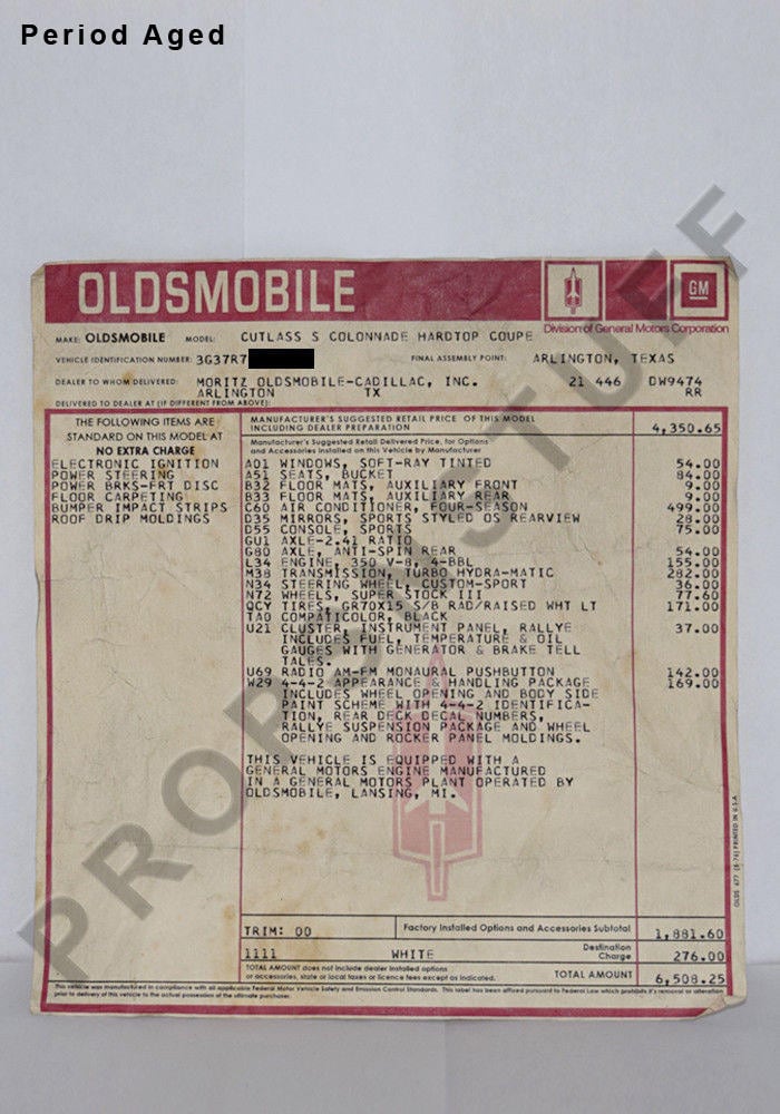 64-87 Oldsmobile 442, Cutlass, Cutlass Supreme, SX Reproduction Window ...