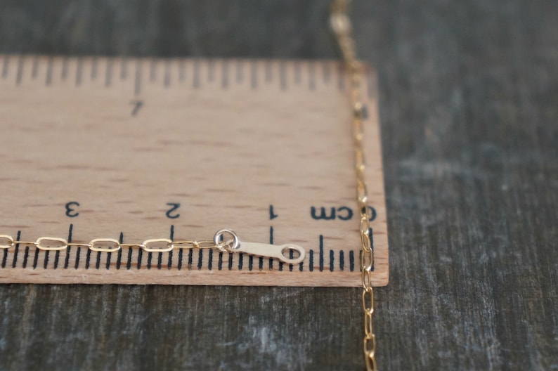 Tiny Rectangle Link Necklace // Mini Paperclip Necklace / Dainty 14k ...