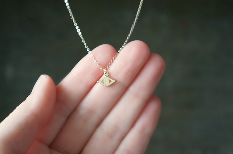 Eye Necklace // Tiny Gold Eye Charm on a 14k Gold Filled Chain • Eye ...