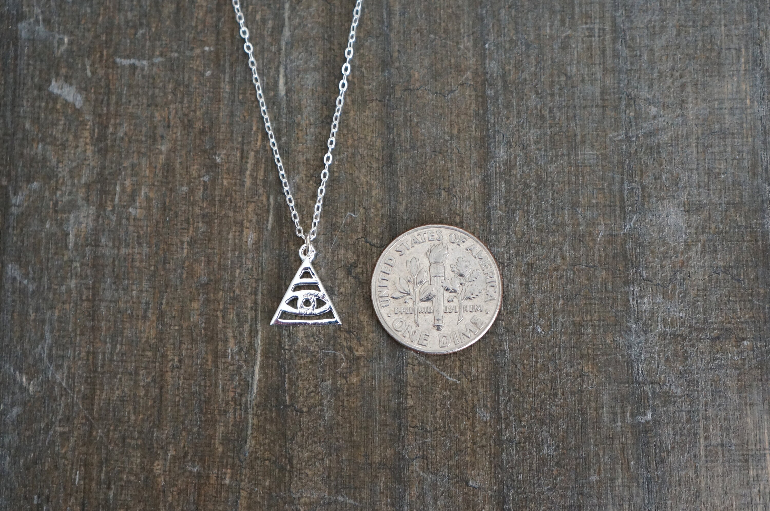 All Seeing Eye Necklace / Sterling Silver Pendant on a Dainty - Etsy