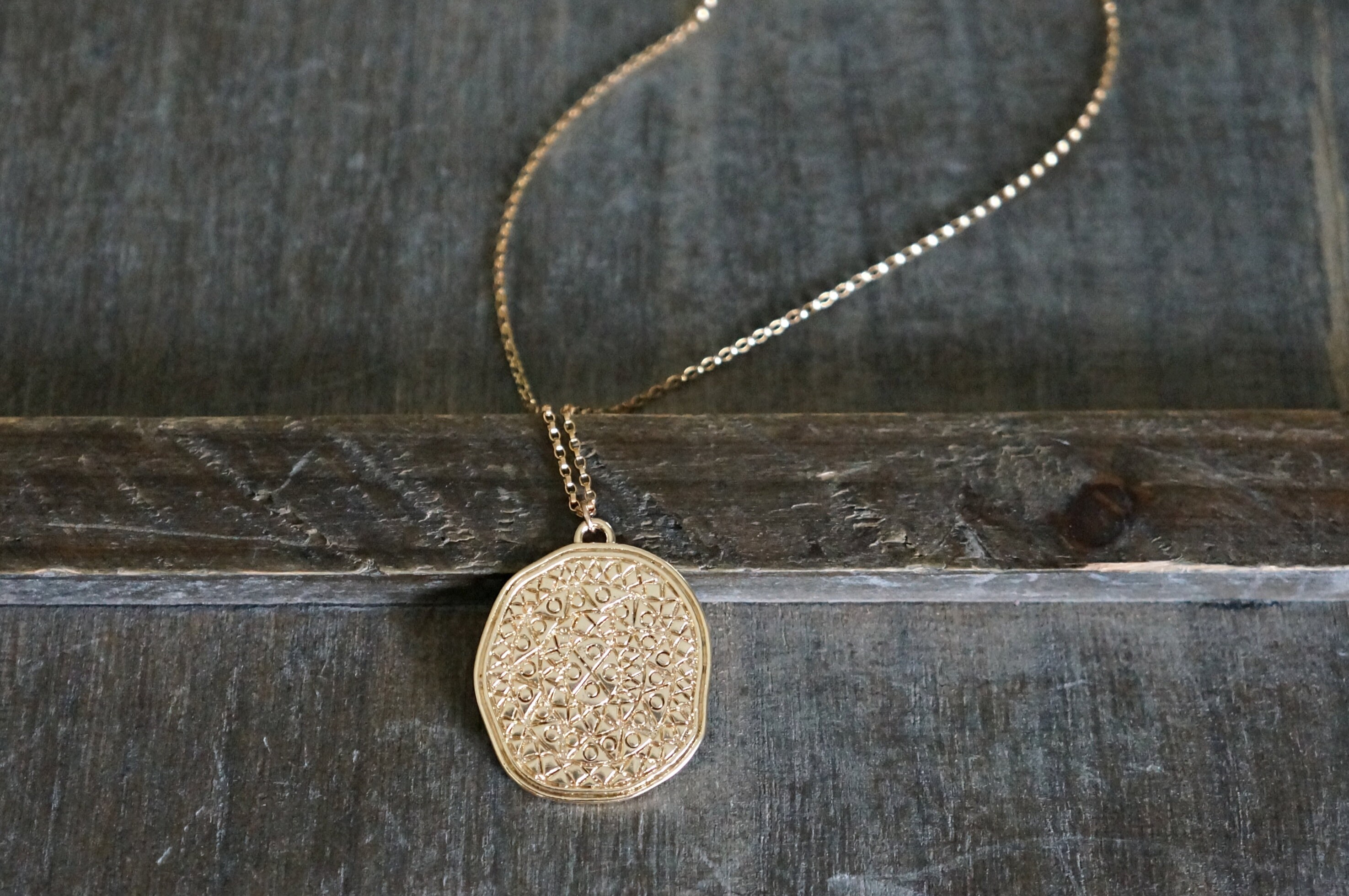 Aztec Coin Necklace / Gold Ancient Medallion Pendant on a 14k | Etsy