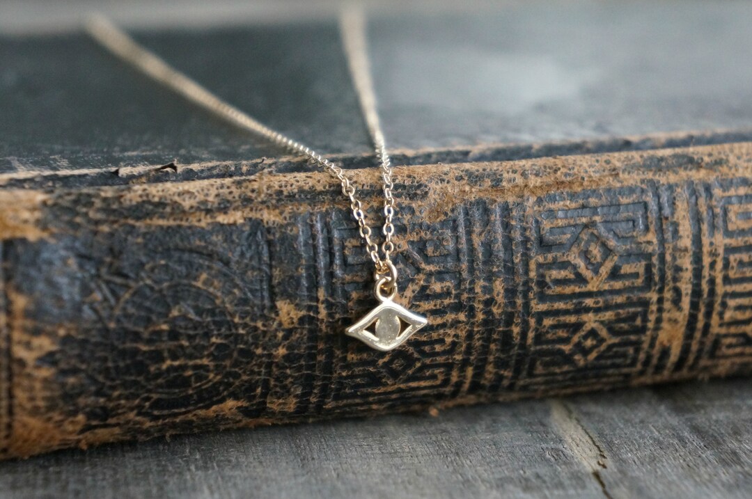 Eye Necklace // Tiny Gold Eye Charm on a 14k Gold Filled Chain • Eye ...