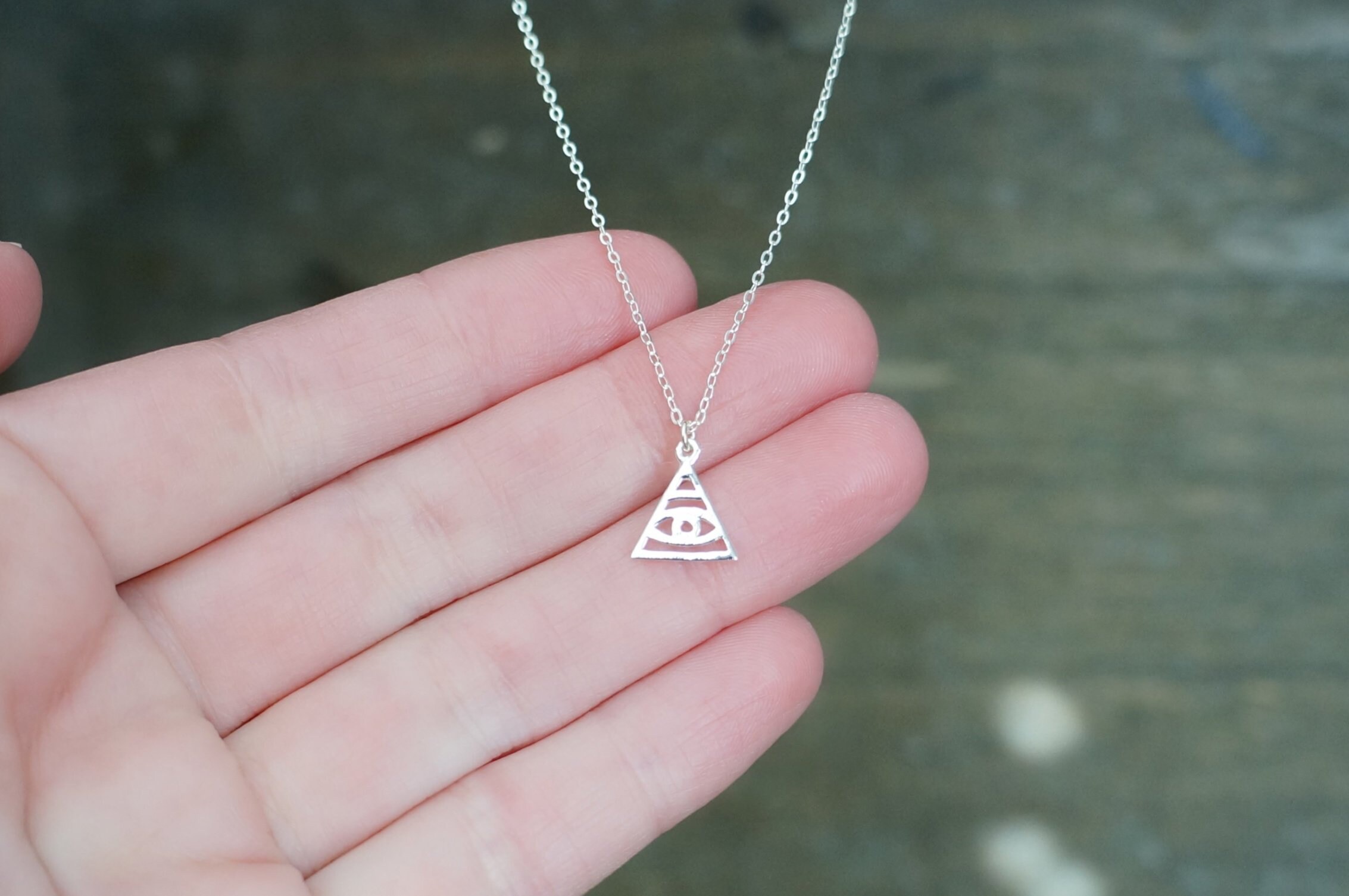 All Seeing Eye Necklace / Sterling Silver Pendant on a Dainty - Etsy