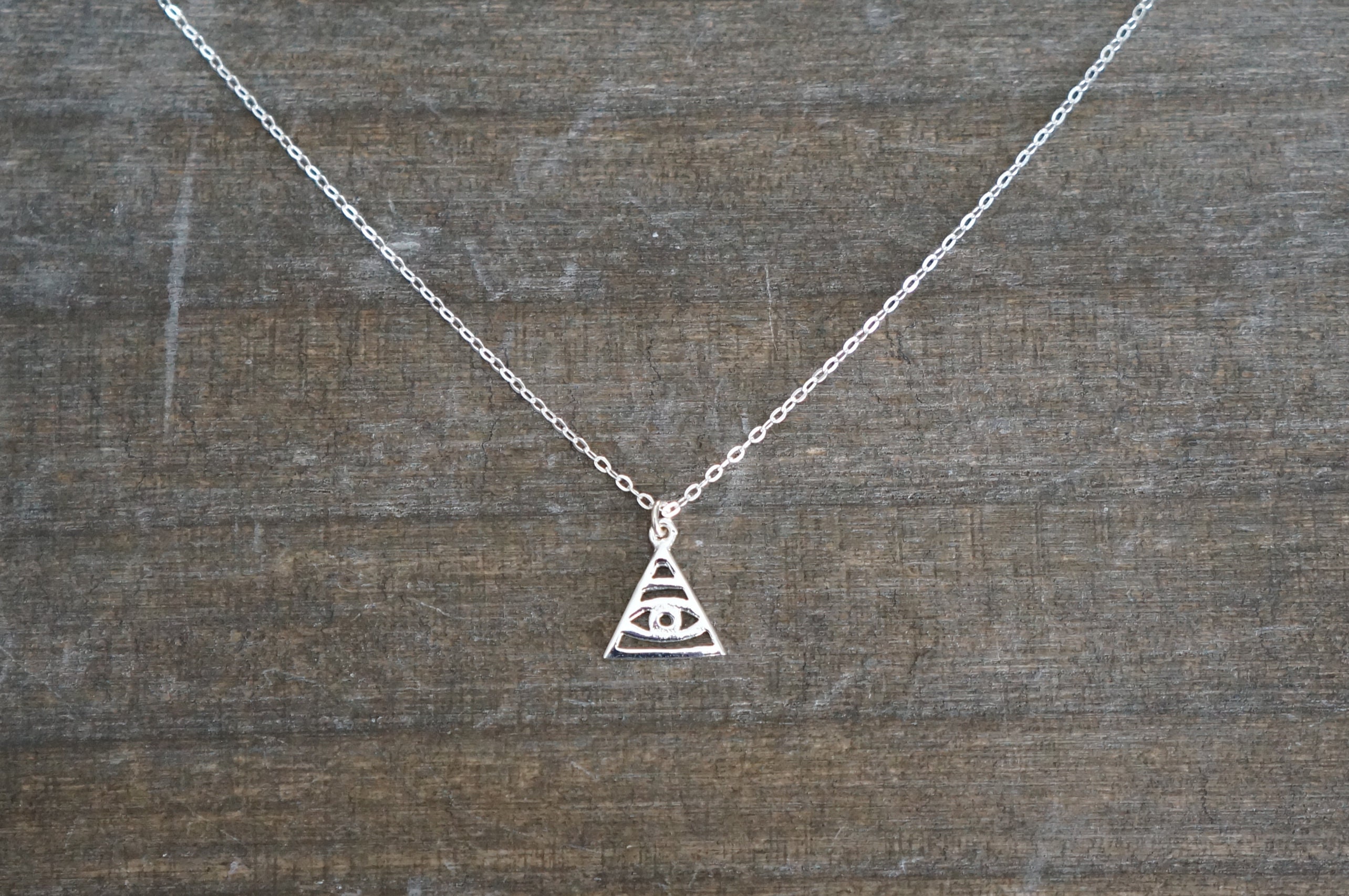 All Seeing Eye Necklace / Sterling Silver Pendant on a Dainty - Etsy
