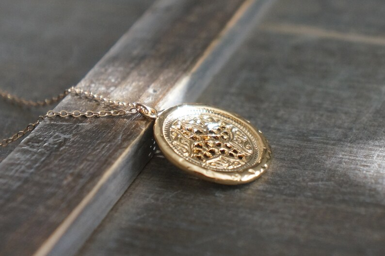 Gold Filigree Medallion Necklace // Detailed Disc Pendant on a | Etsy