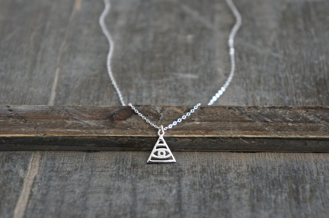 All Seeing Eye Necklace / Sterling Silver Pendant on a Dainty Sterling ...
