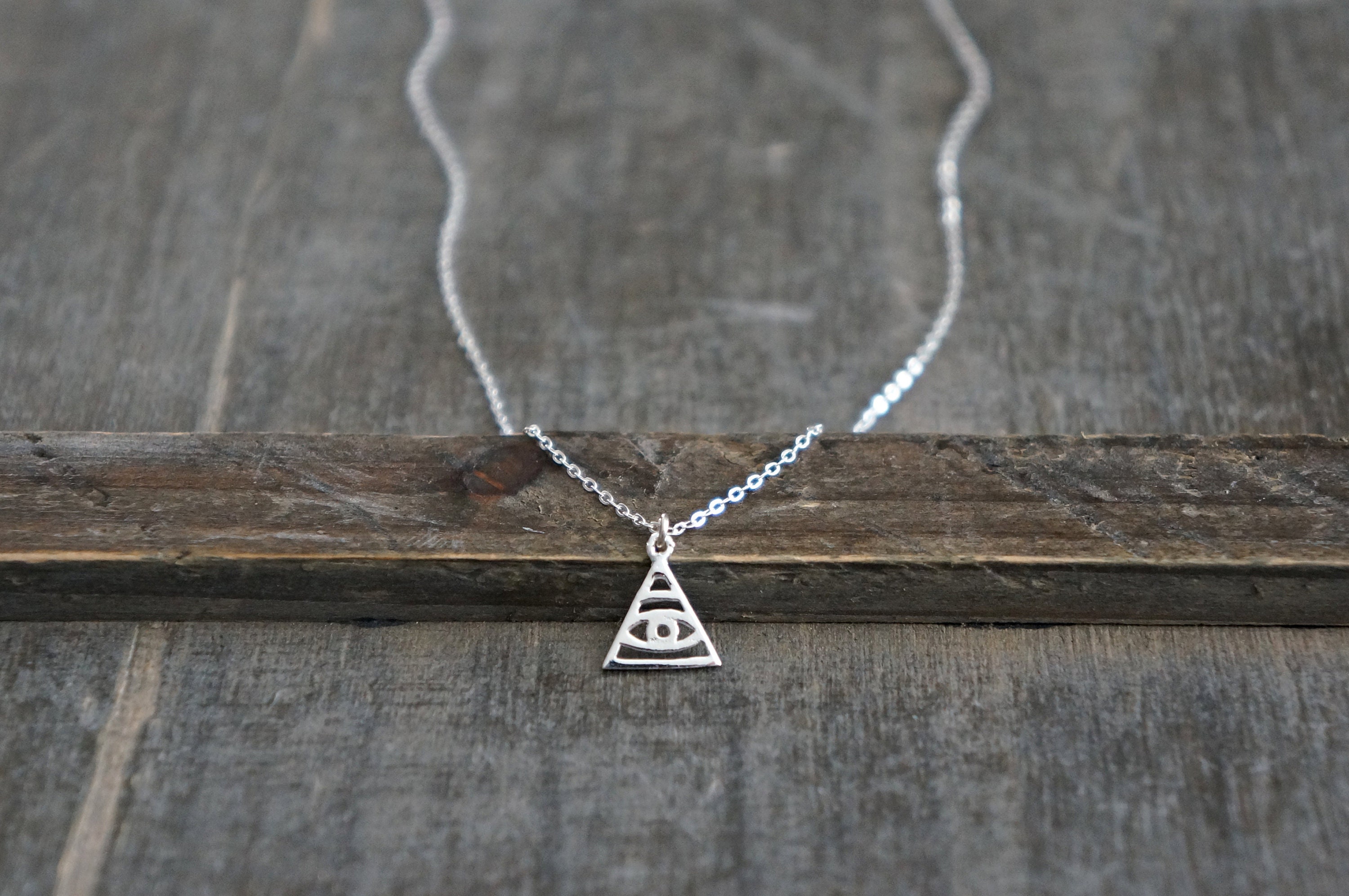 All Seeing Eye Necklace / Sterling Silver Pendant on a Dainty - Etsy