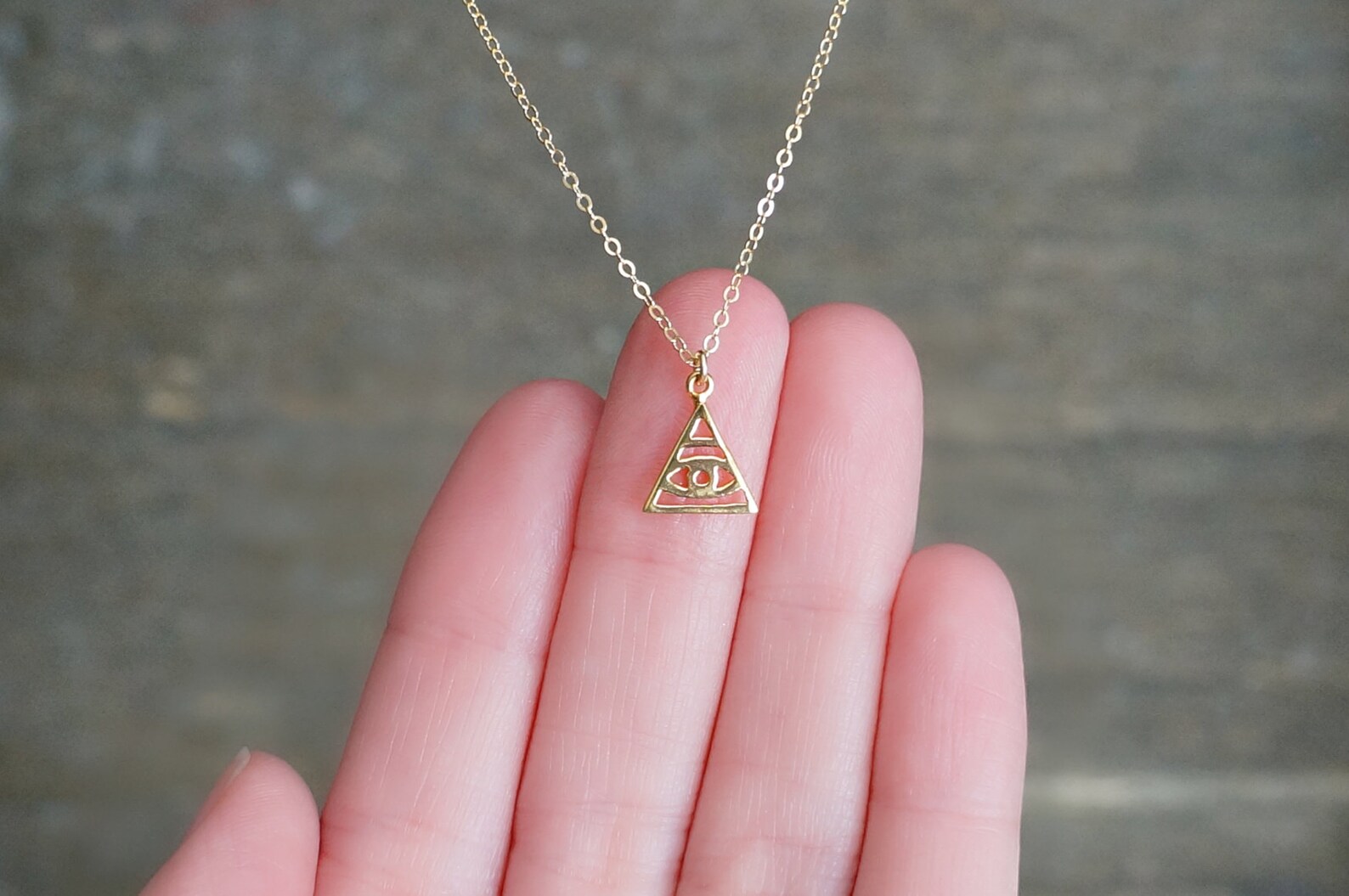All Seeing Eye Necklace / Gold Eye in a Triangle Pendant on a - Etsy