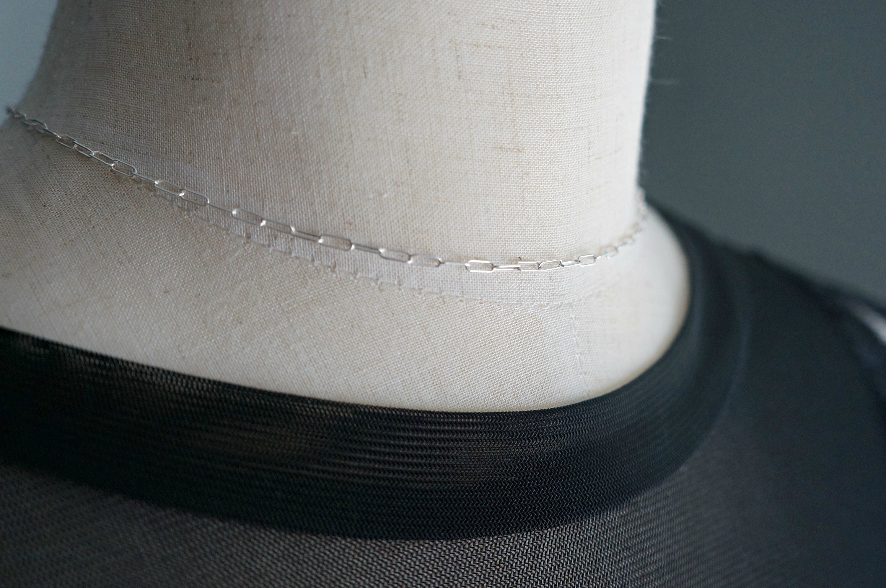 Dainty Rectangle Link Necklace // Sterling Silver Chain - Etsy