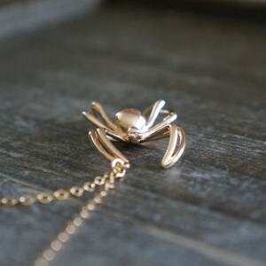 Spider Necklace // Gold Black Widow Spider on 14k Gold Filled Chain ...