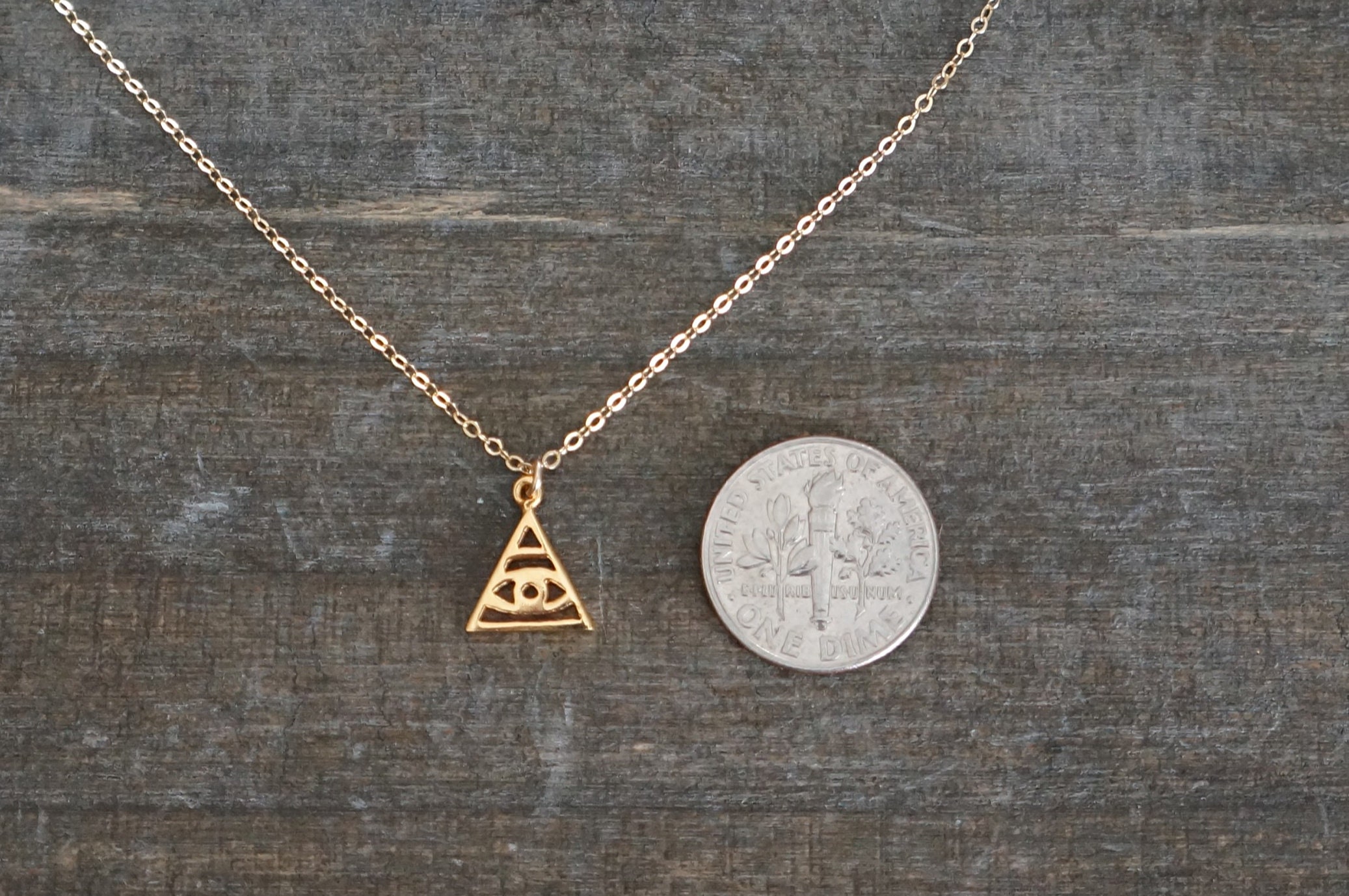 All Seeing Eye Necklace / Gold Eye in a Triangle Pendant on a | Etsy