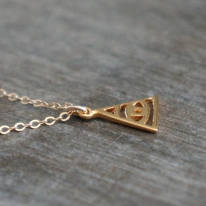 All Seeing Eye Necklace / Gold Eye in a Triangle Pendant on a Dainty ...