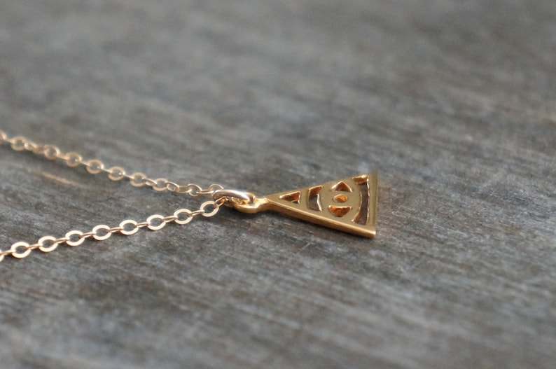 All Seeing Eye Necklace / Gold Eye in a Triangle Pendant on a Dainty ...