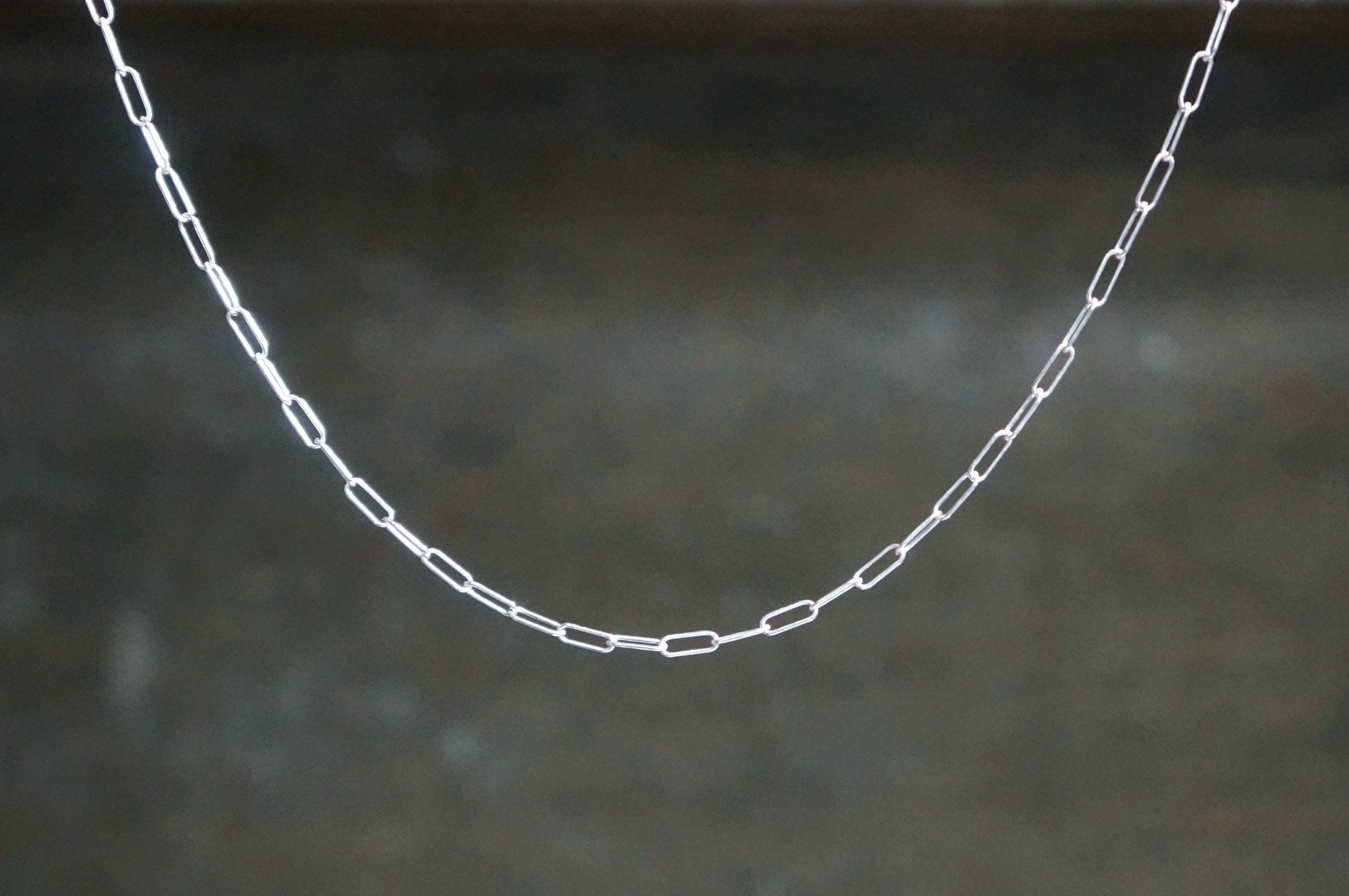 Dainty Rectangle Link Necklace // Sterling Silver Chain - Etsy