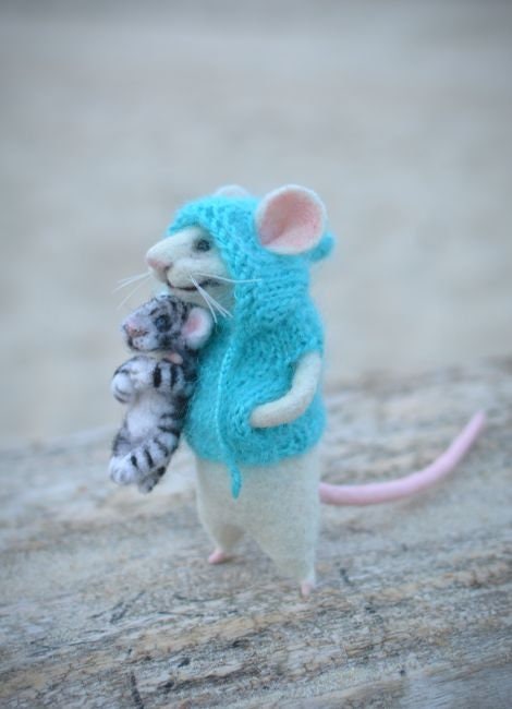 Made to Order Mouse and Tiger Cub Felted Mouse Mouse in | Etsy