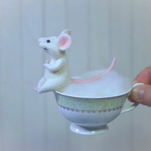 MADE TO ORDER White Mice Mouse in the Cup Cute Mouse Mouse on the ...