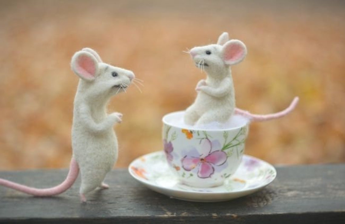 MADE TO ORDER White Mice Mouse in the Cup Cute Mouse Mouse on - Etsy