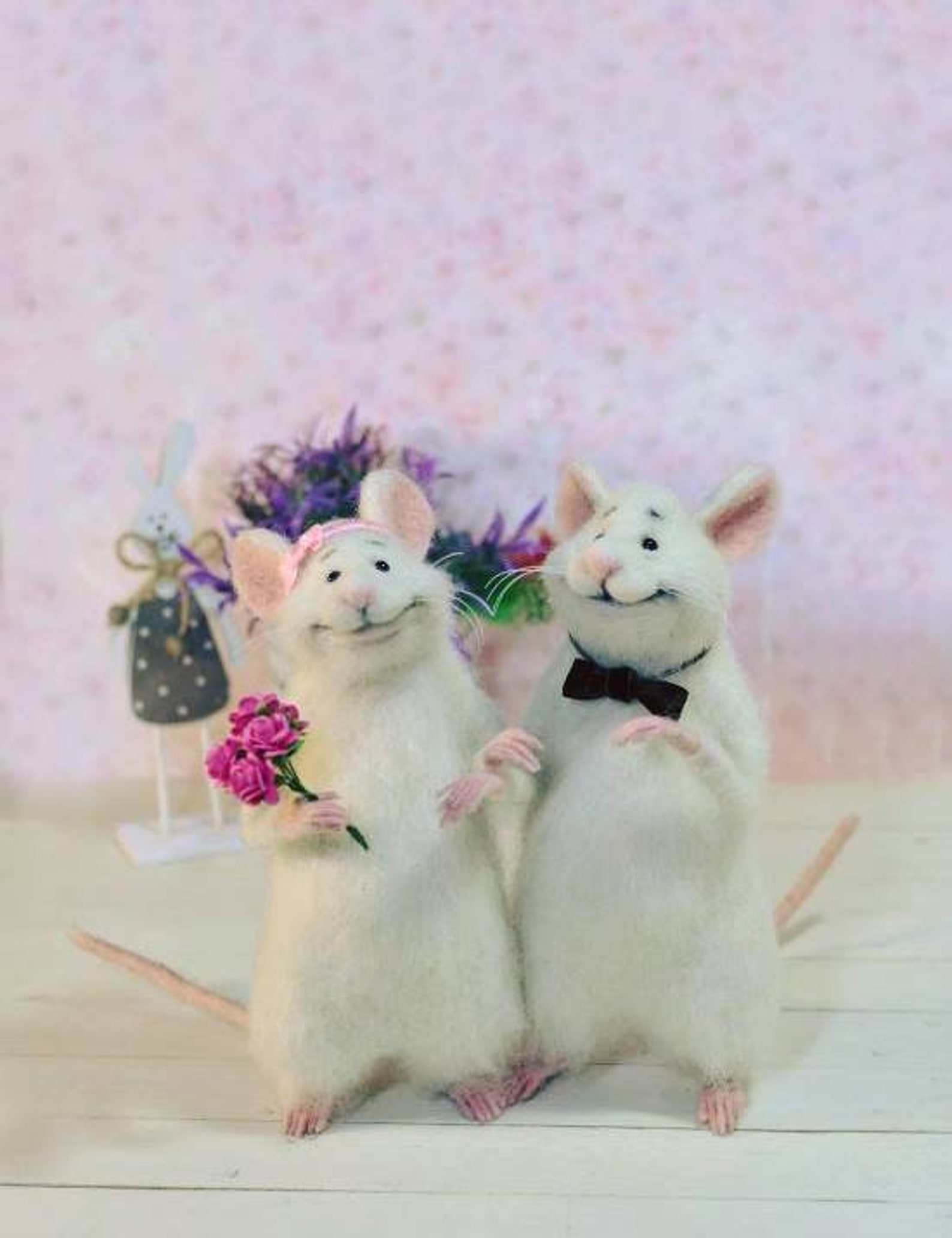 MADE TO ORDER Wedding Mice Сouple Mice White Mice Mice in Love - Etsy