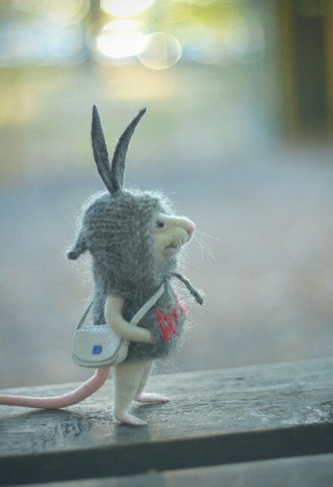 Mouse, Mouse in Bunny Hoodie, Made to Order, Felted Mouse, Miniature ...