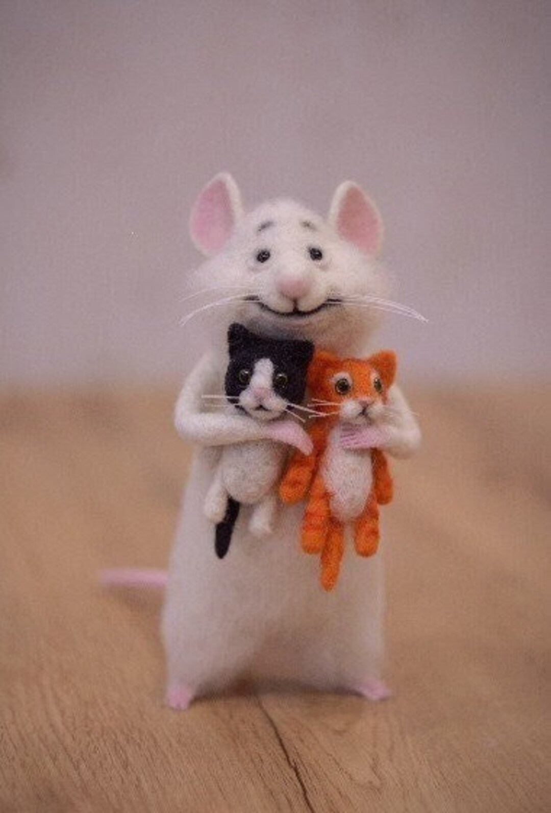 Rat and Cats, Sculpture Cat, Made to Order, Felt Rat, Mouse and Kitten ...