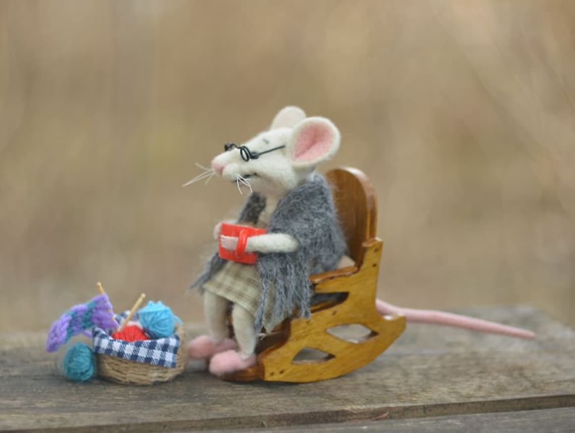 Made to order Collectible figurine mouse in armchair Gift for | Etsy