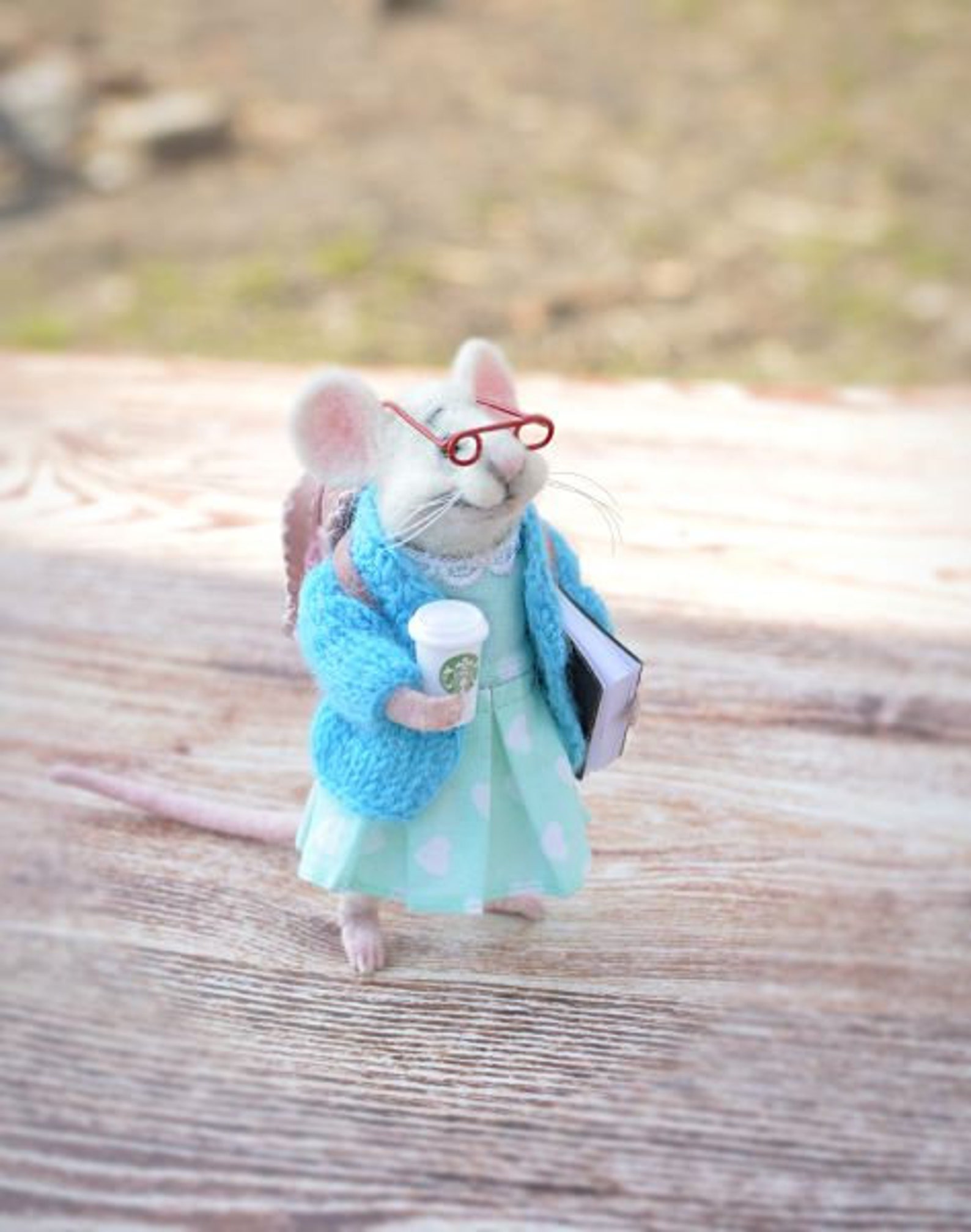 Sculpture mouse with glasses Collectible figurine mouse and | Etsy