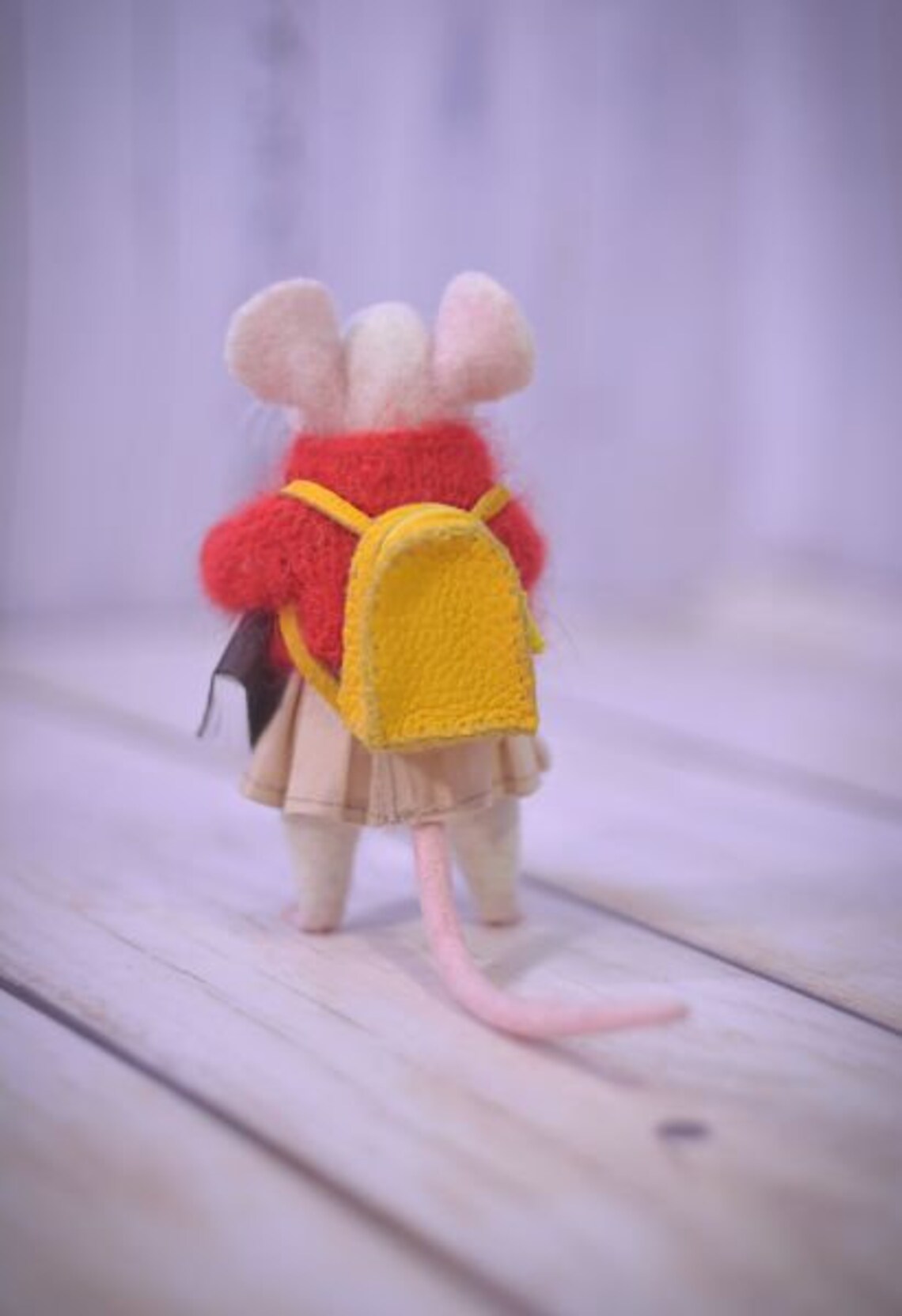 Sculpture mouse and backpack Figurine mouse and coffee | Etsy