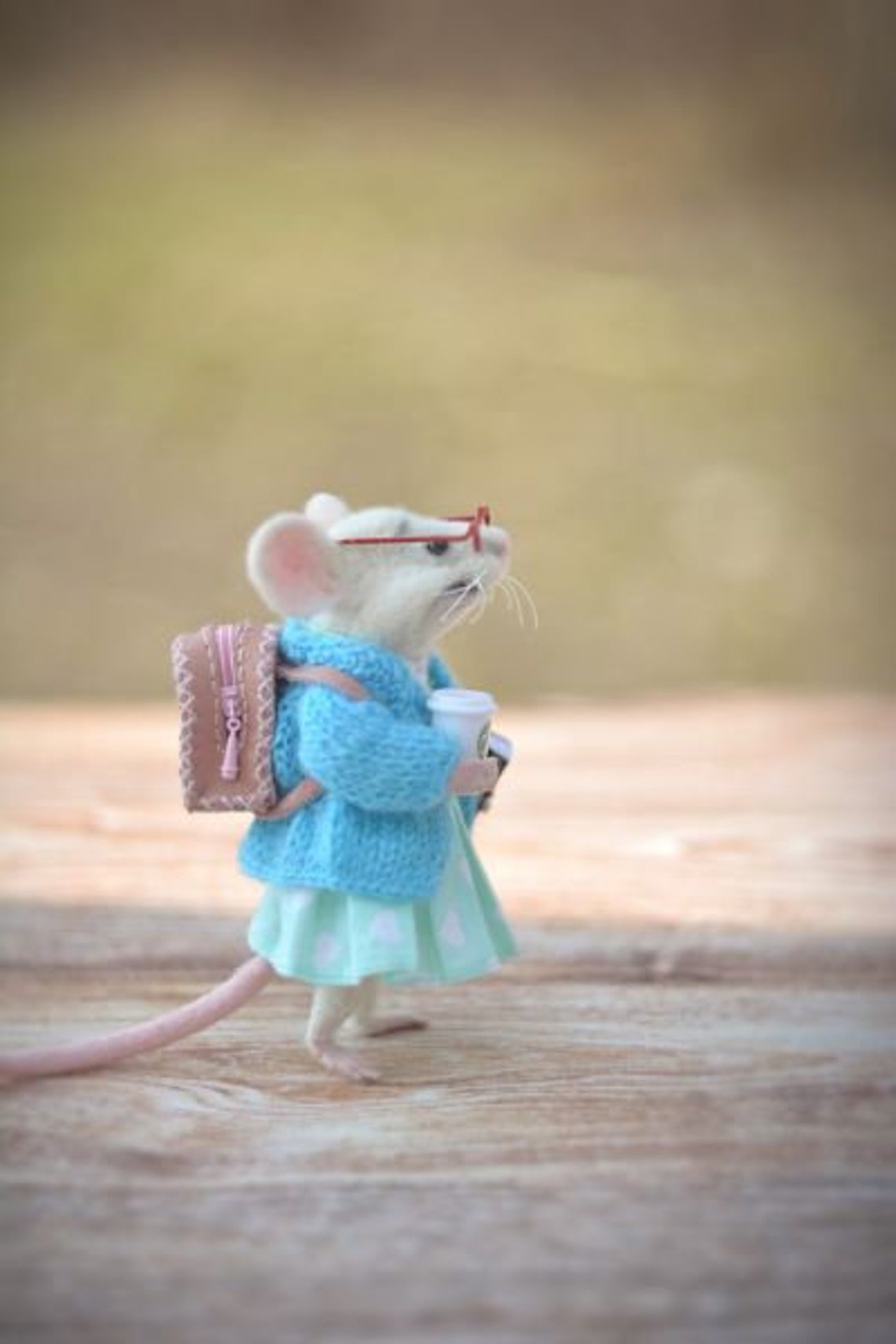 Sculpture mouse with glasses Collectible figurine mouse and | Etsy