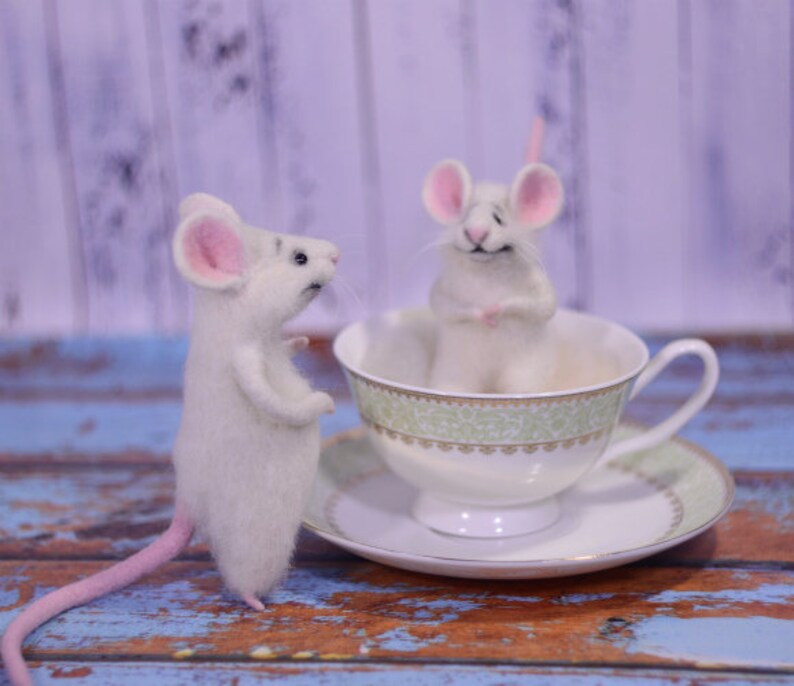 MADE TO ORDER White mice Mouse in the cup Cute mouse Mouse on | Etsy