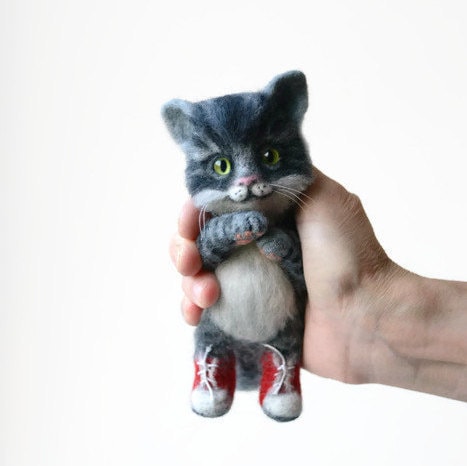 MADE TO ORDER Little kitten Gift for her Cute cat Grey kitten | Etsy