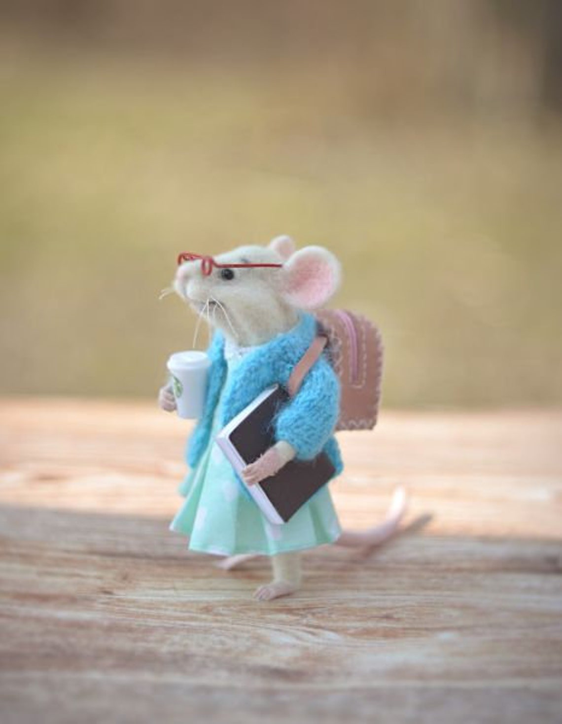 Sculpture mouse with glasses Collectible figurine mouse and | Etsy