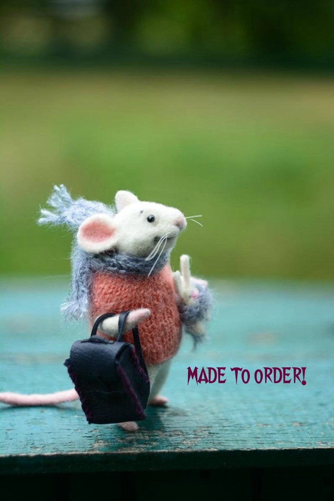 MADE TO ORDER Mouse and Backpack White Mouse Felt Mice Mice Miniature ...