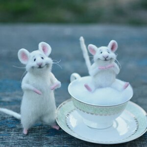 MADE TO ORDER White Mice Mouse in the Cup Cute Mouse Mouse on the ...