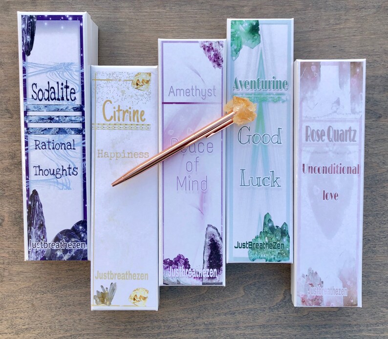Gem Topped Pen, Crystal Affirmation Pens, Crystal Manifestation Pens ...