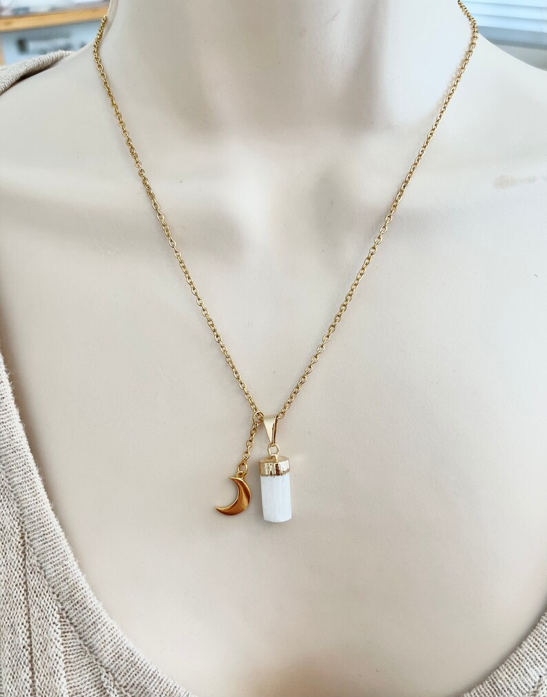 Selenite Necklace Selenite Crystal Necklace Healing - Etsy