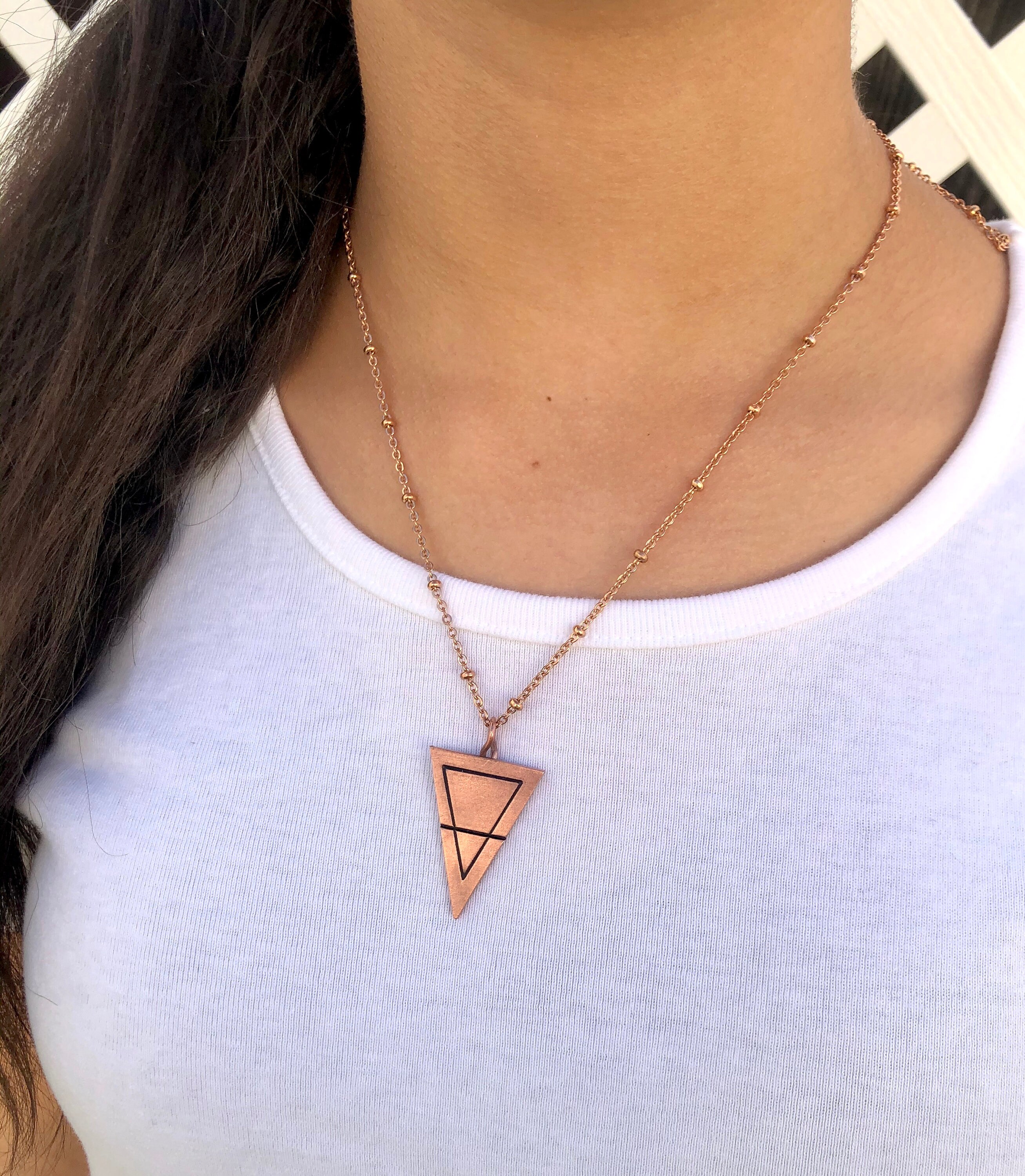 Copper Triangle Alchemy Necklace Wiccan or Pagan Jewelry | Etsy