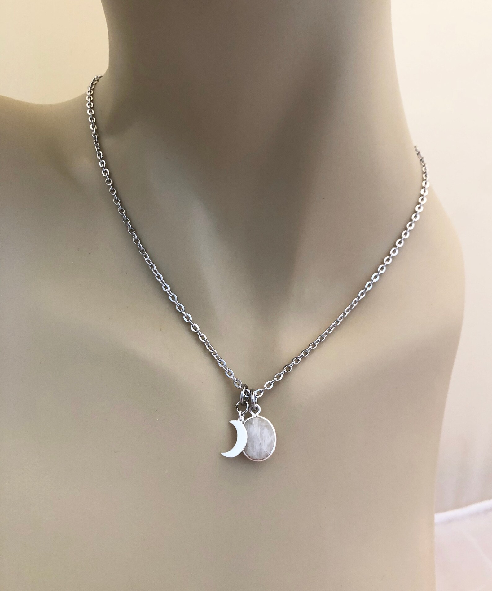 Moonstone Necklace Moonstone Crystal Necklace Moonstone - Etsy