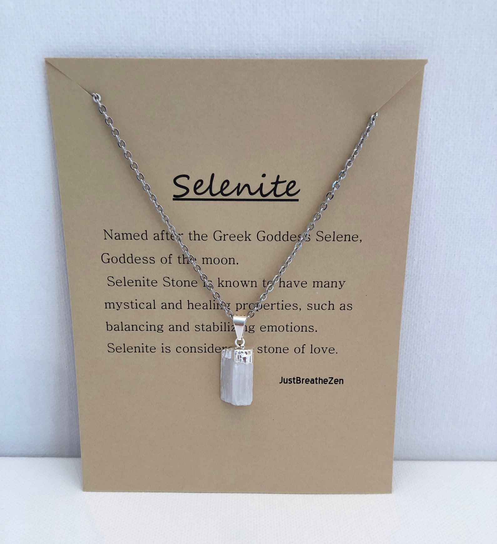 Selenite Necklace Selenite Crystal Necklace Healing | Etsy