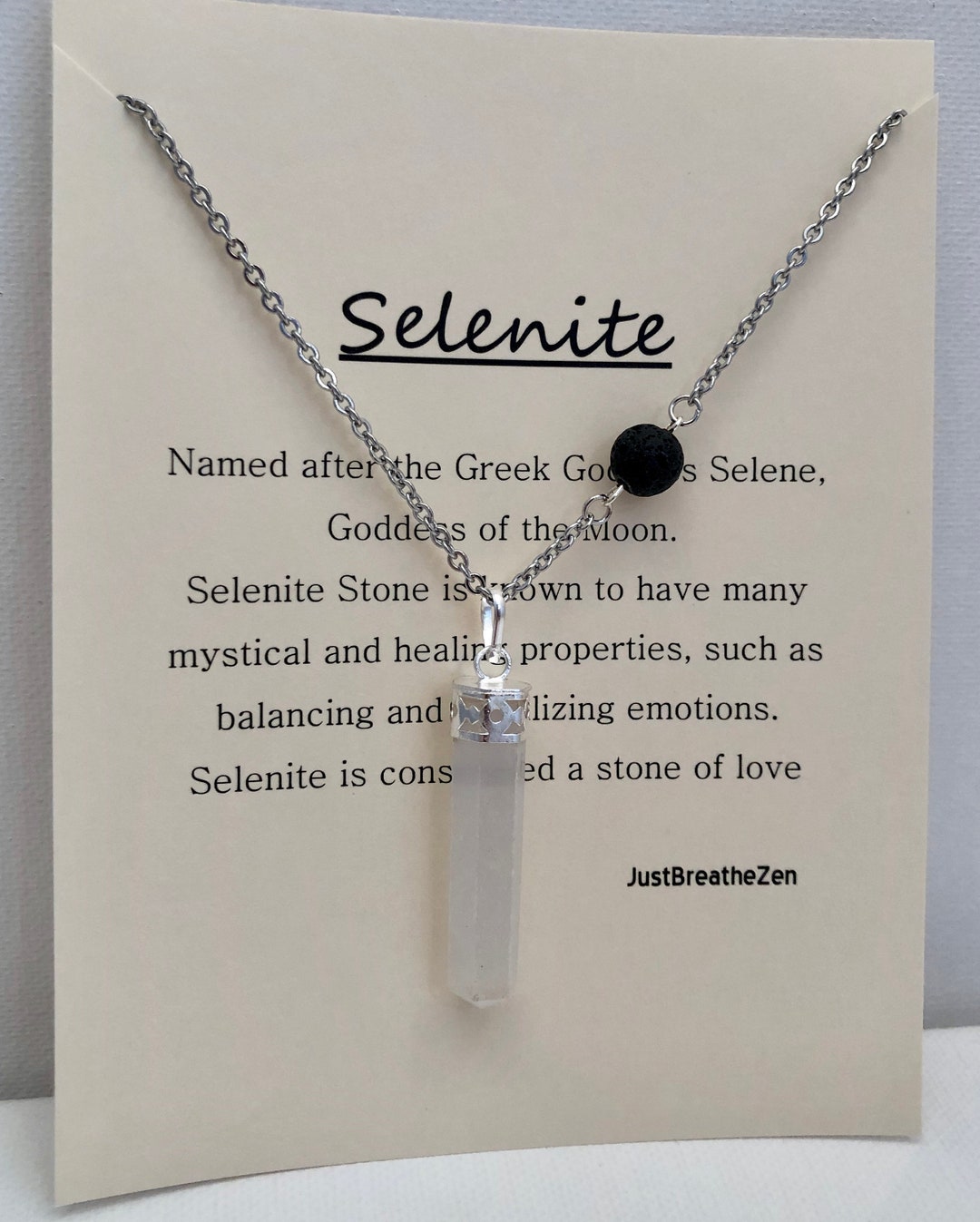 Selenite Necklace, Lava Stone Necklace, Healing Stone Necklace ...