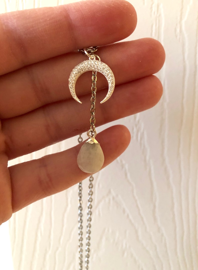 Collar de piedra lunar collar de luna creciente collar de - Etsy España
