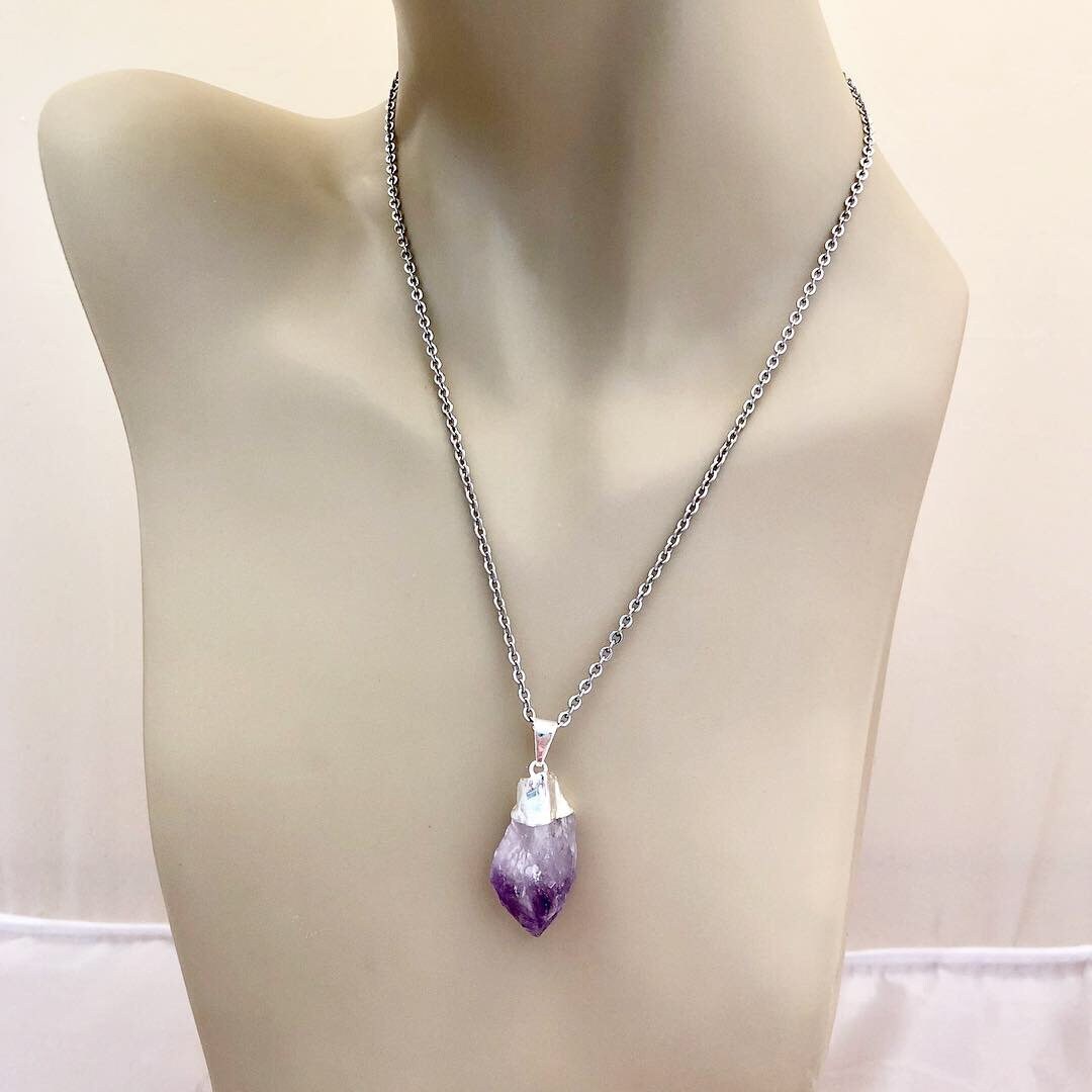 Amethyst Necklace, Raw Amethyst Necklace, Healing Crystal Necklace ...